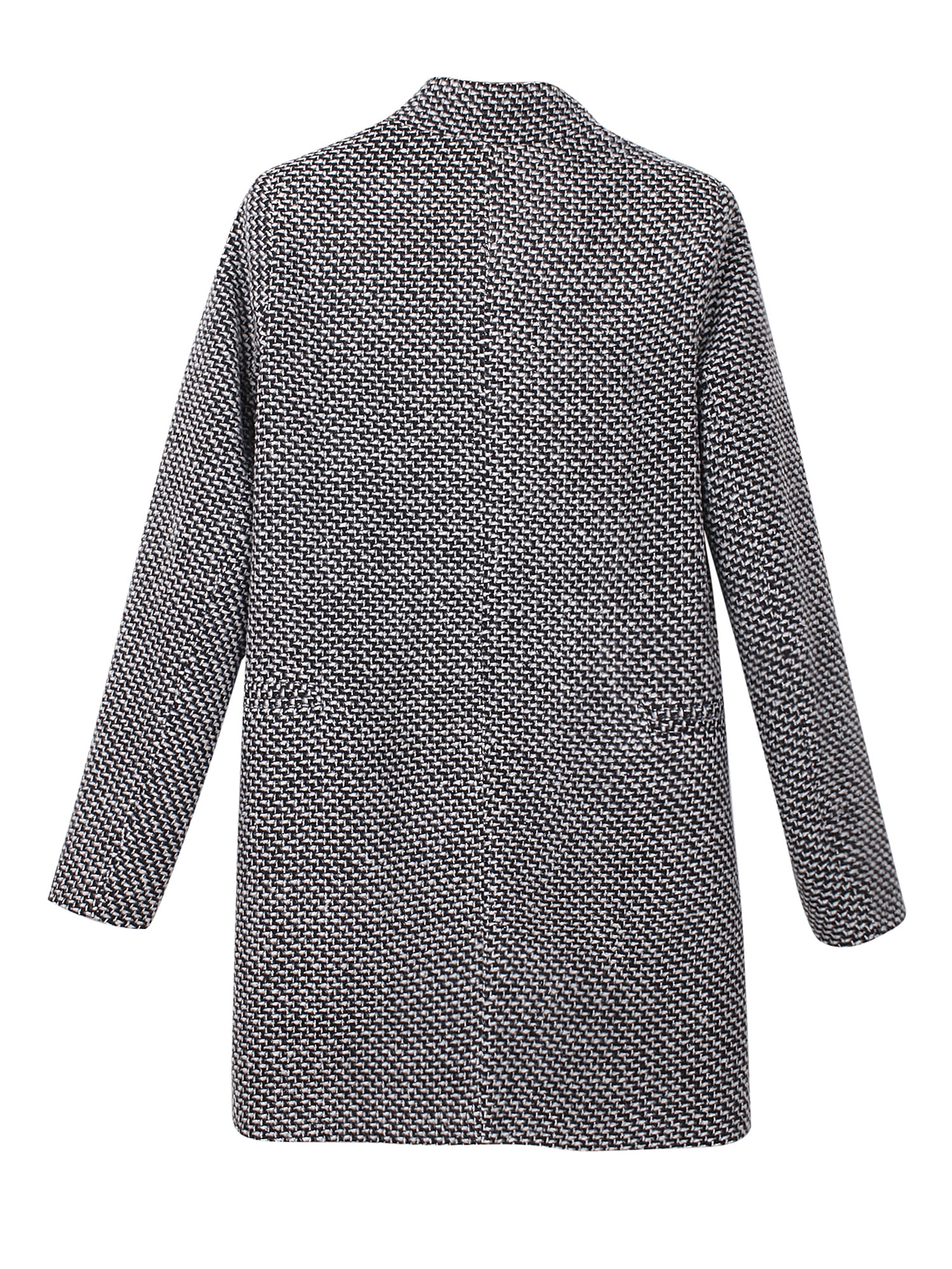 Plus Size Women Houndstooth Overcoat Woolen Trench Coat Casual