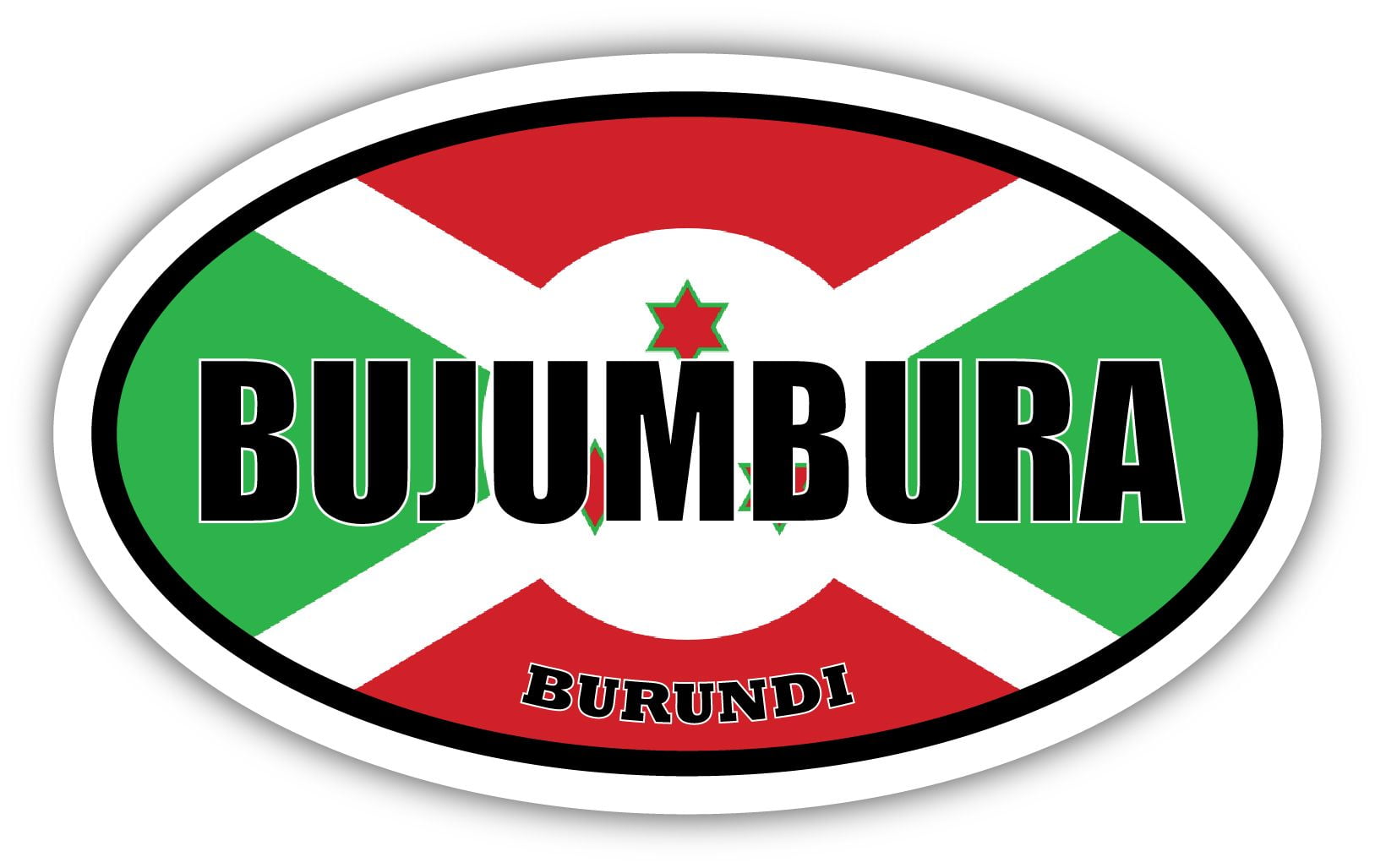 Bujumbura Burundi Flag Oval Decal Vinyl Bumper Sticker 3x5 inches ...