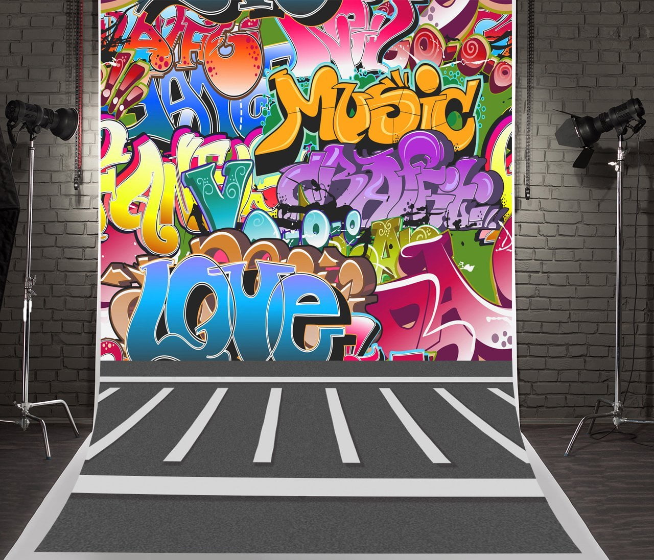 MOHome Polyster Colorful Graffiti Wall Photography Backdrops 5x7ft ...