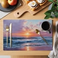 Beach Sunset Placemats Set of 12 Summer Sea Waves Pink Cloud Sunset ...