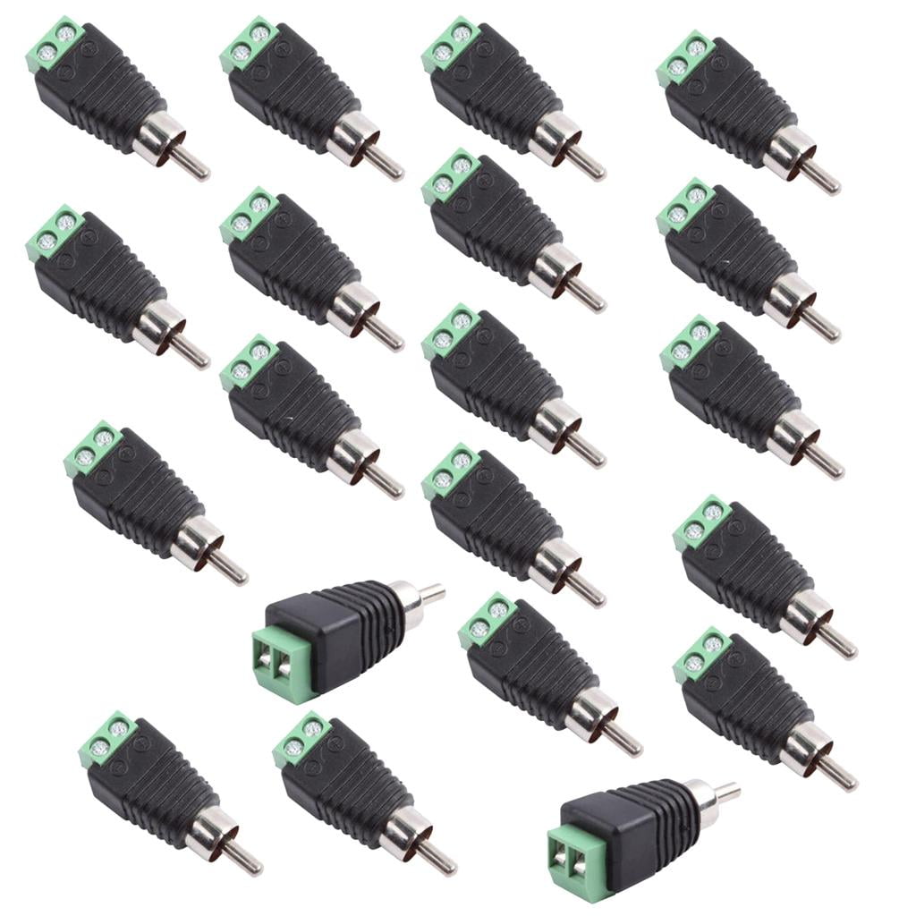 20 Pieces Speaker Wire cable to Audio Male Connector Adapter Jack Plug ...