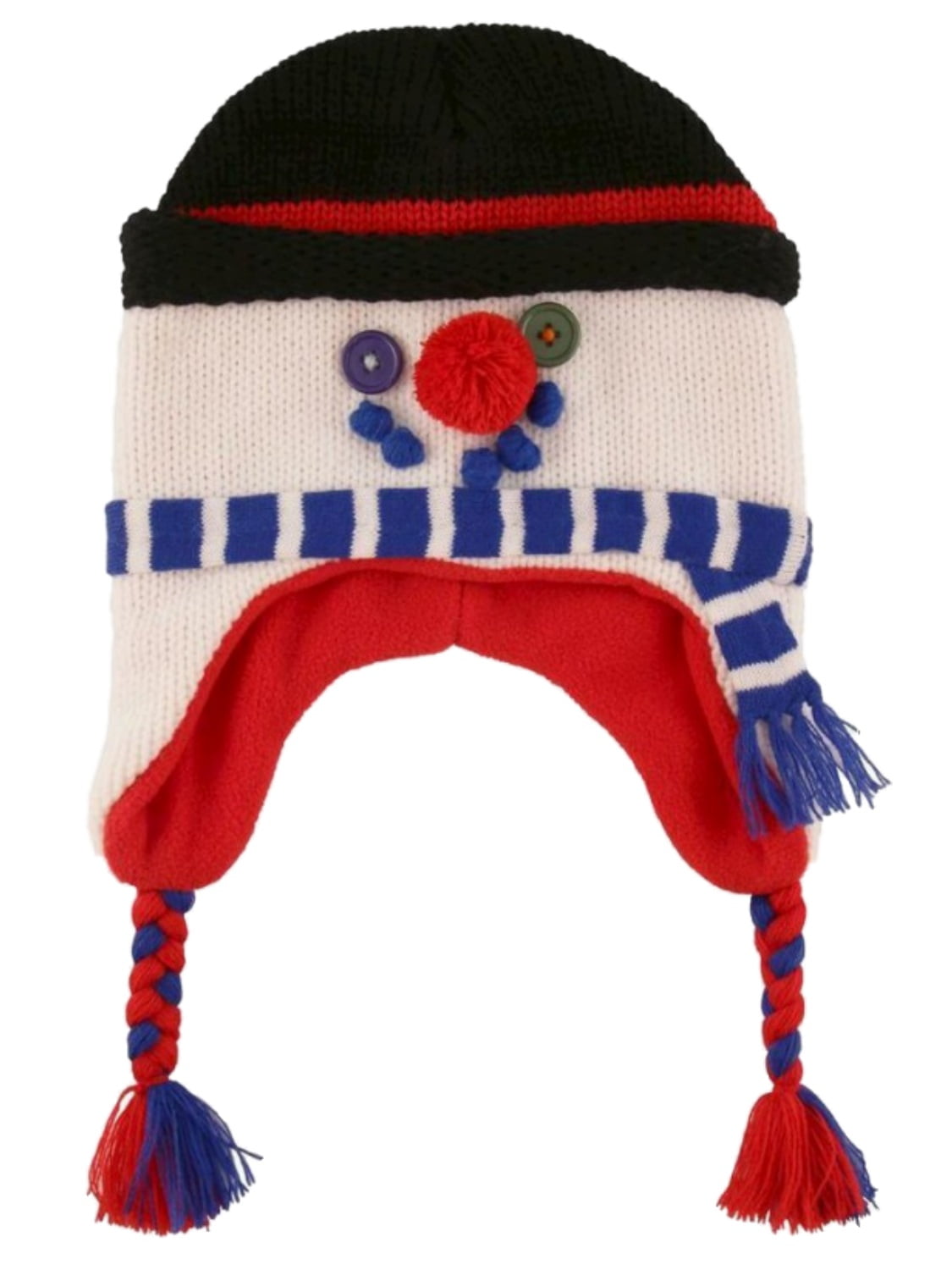 ABG Boys White Holiday Snowman Winter Cap Knit Peruvian Trapper Hat ...