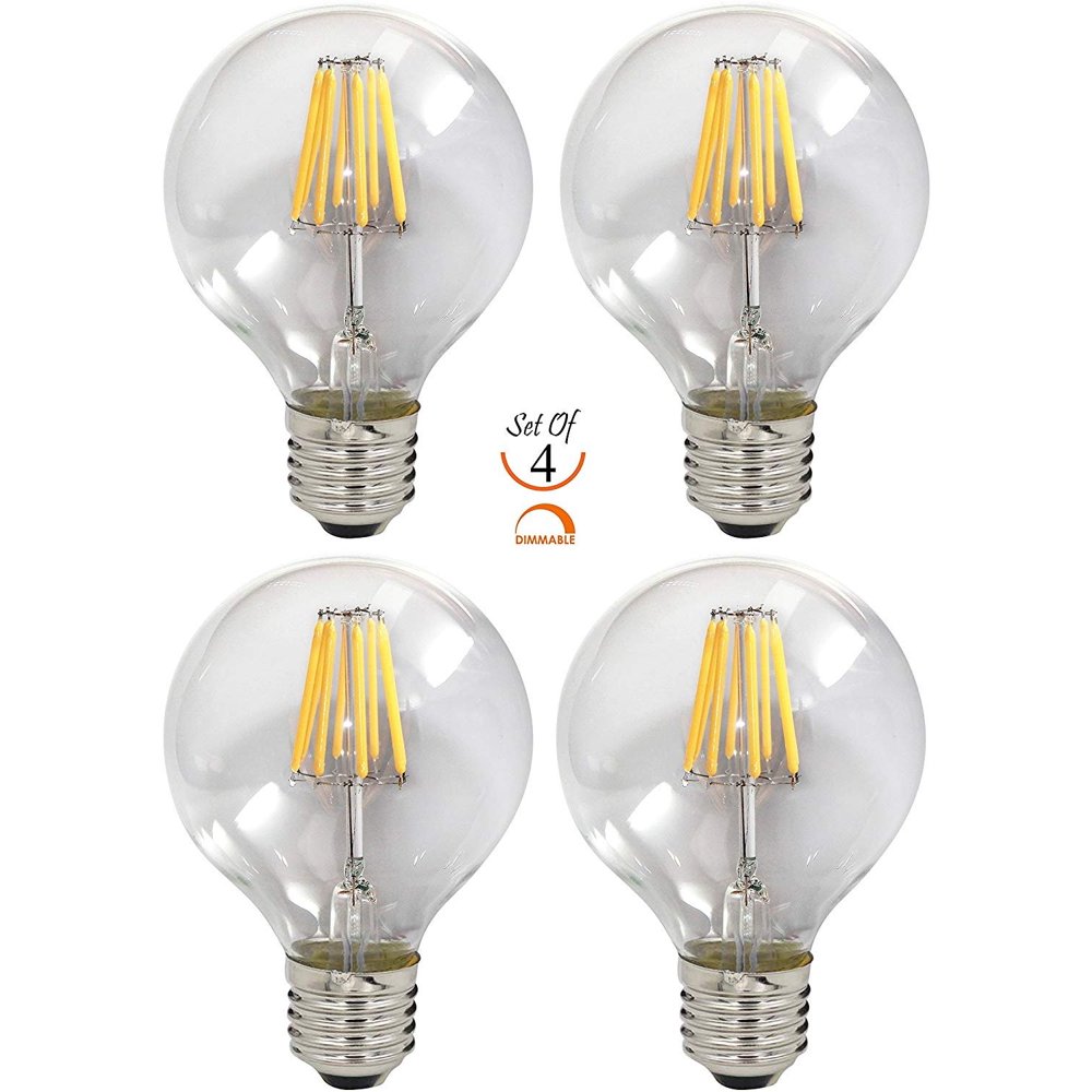SleekLighting 8Watt G25 LED Filament Dimmable General Purpose Household Light Bulb, Warm White ...