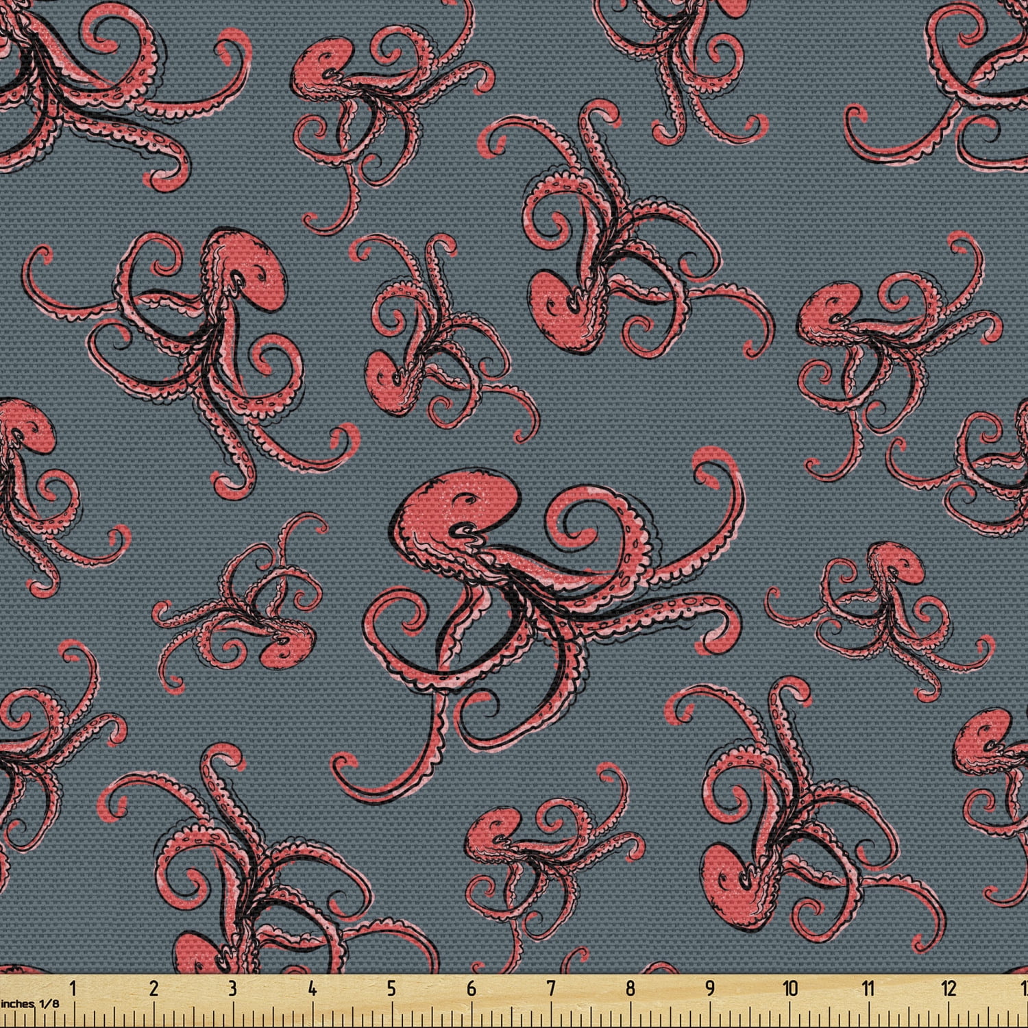 Underwater Fabric by the Yard, Ocean Creature Octopus Graphic Swimming ...