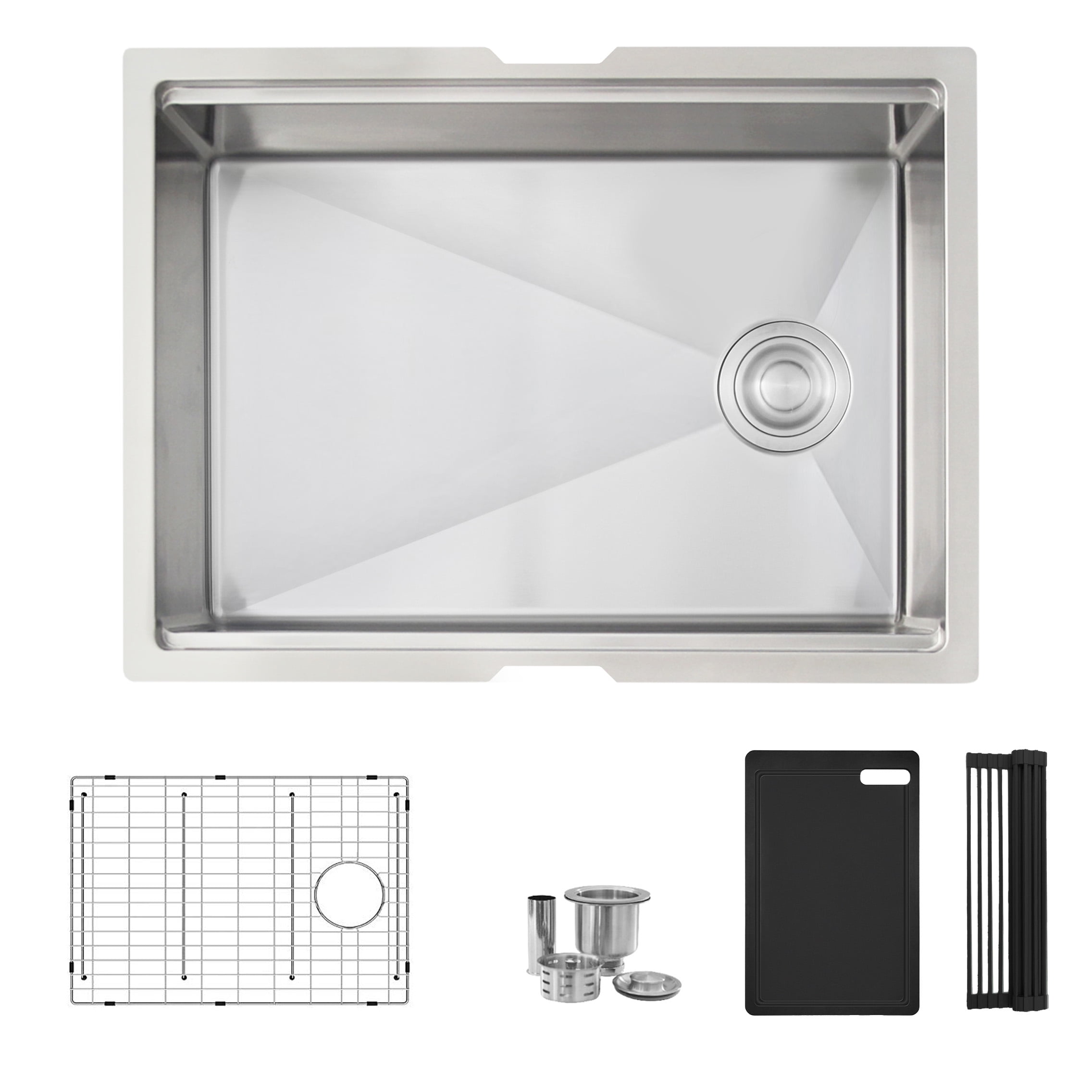 Stylish Undermount 25" Stainless Steel Single Bowl Workstation Kitchen ...