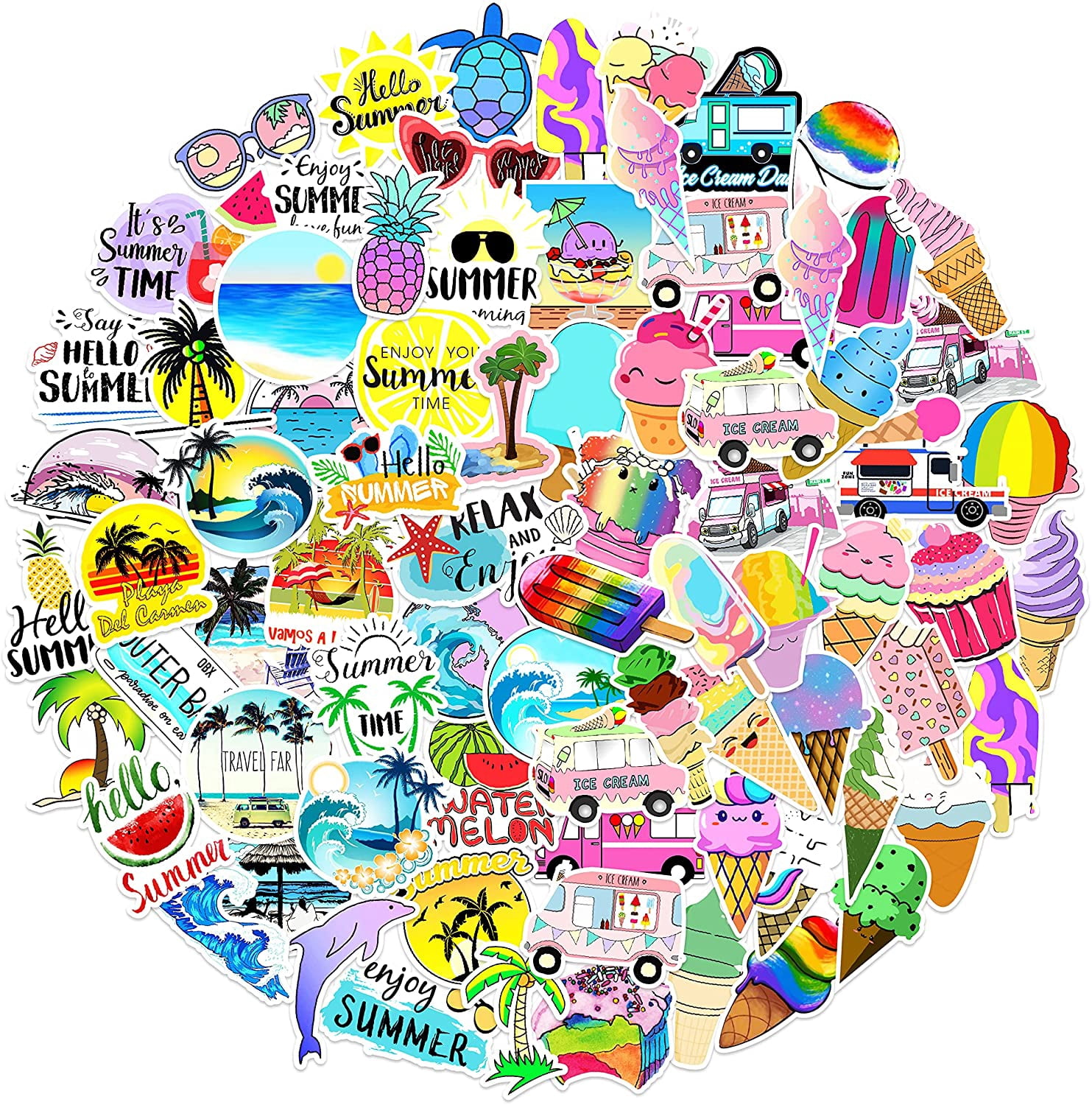 SHILIU-Summer Ice cream Stickers 100 Pcs/Pack Cute Sticker Laptop ...