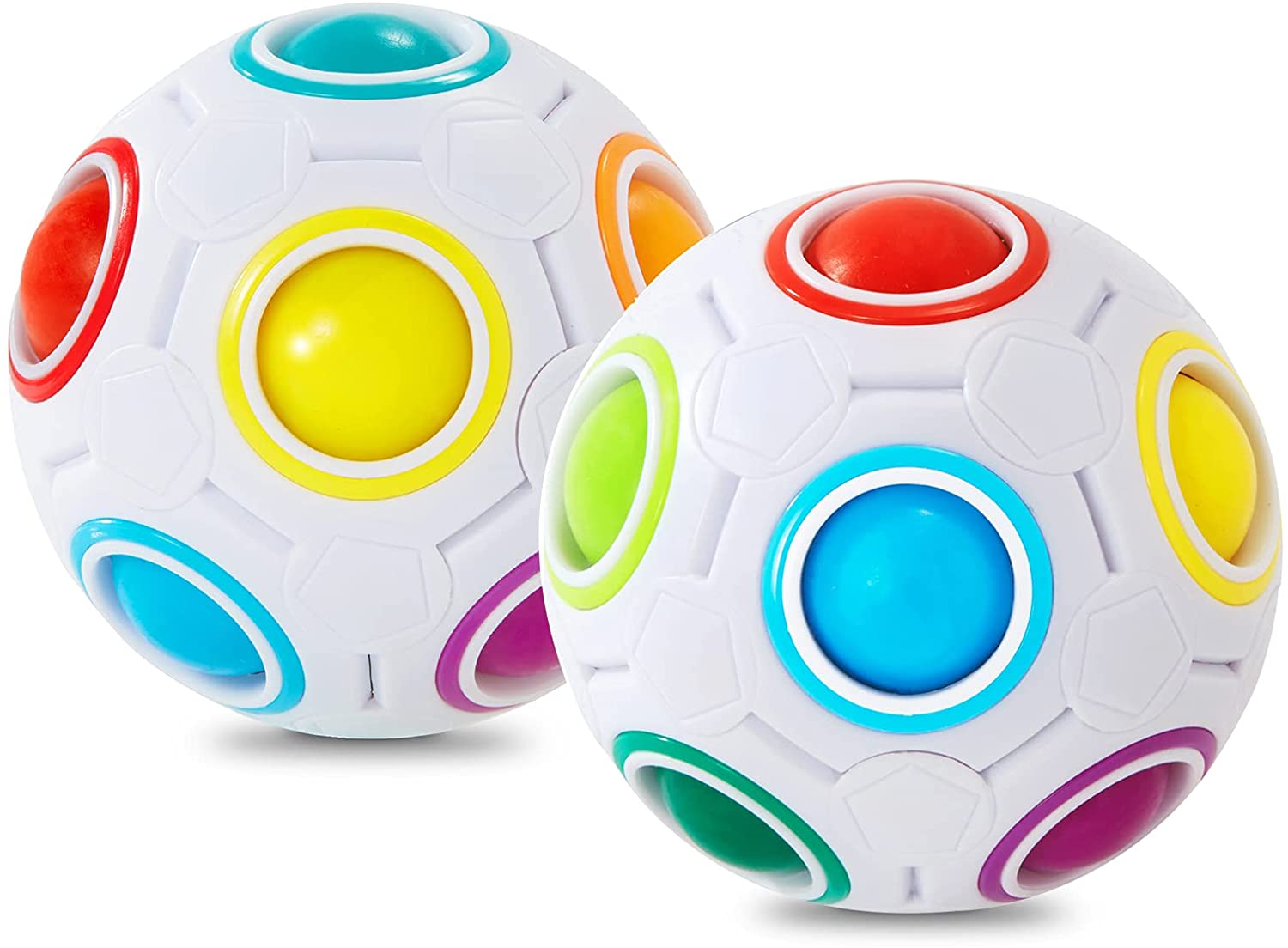 2Pcs Magic Rainbow Puzzle Ball, Speed Cube Ball Fun Stress Reliever ...