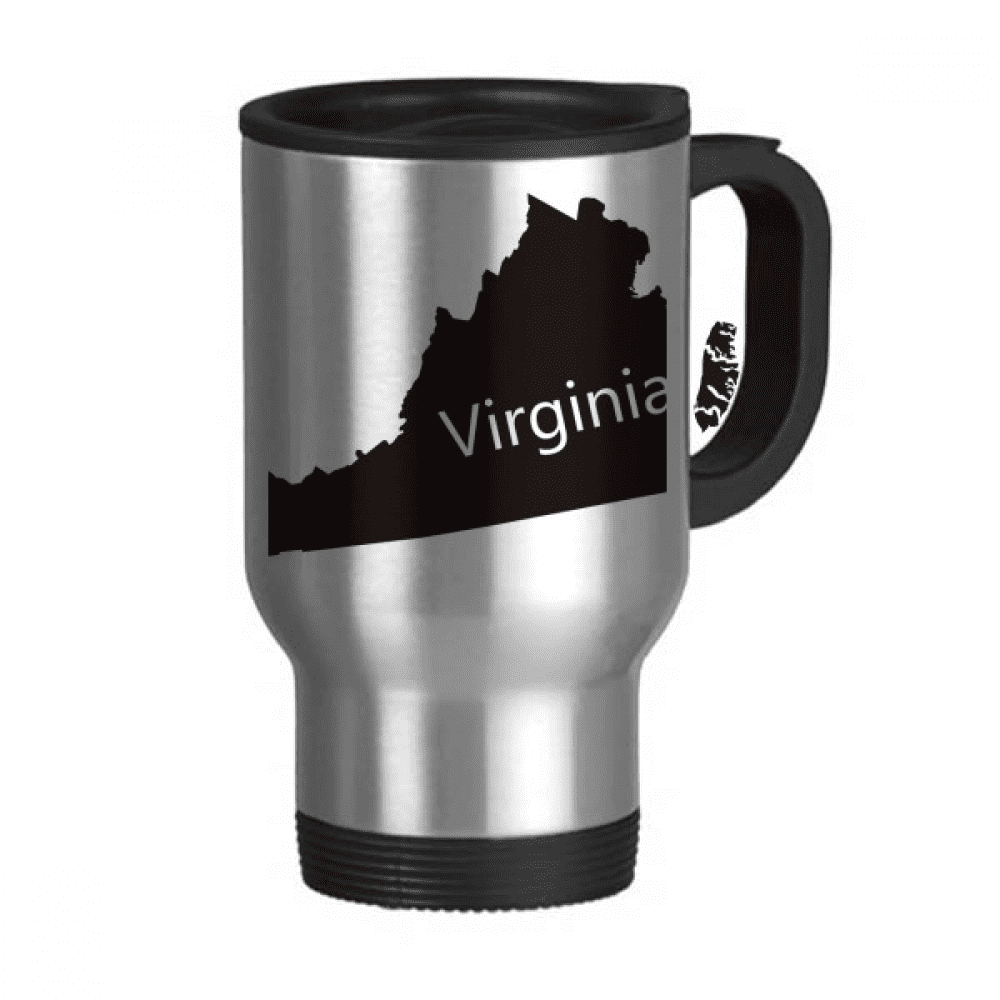 Virginia America USA Map Outline Travel Mug Flip Lid Stainless Steel ...