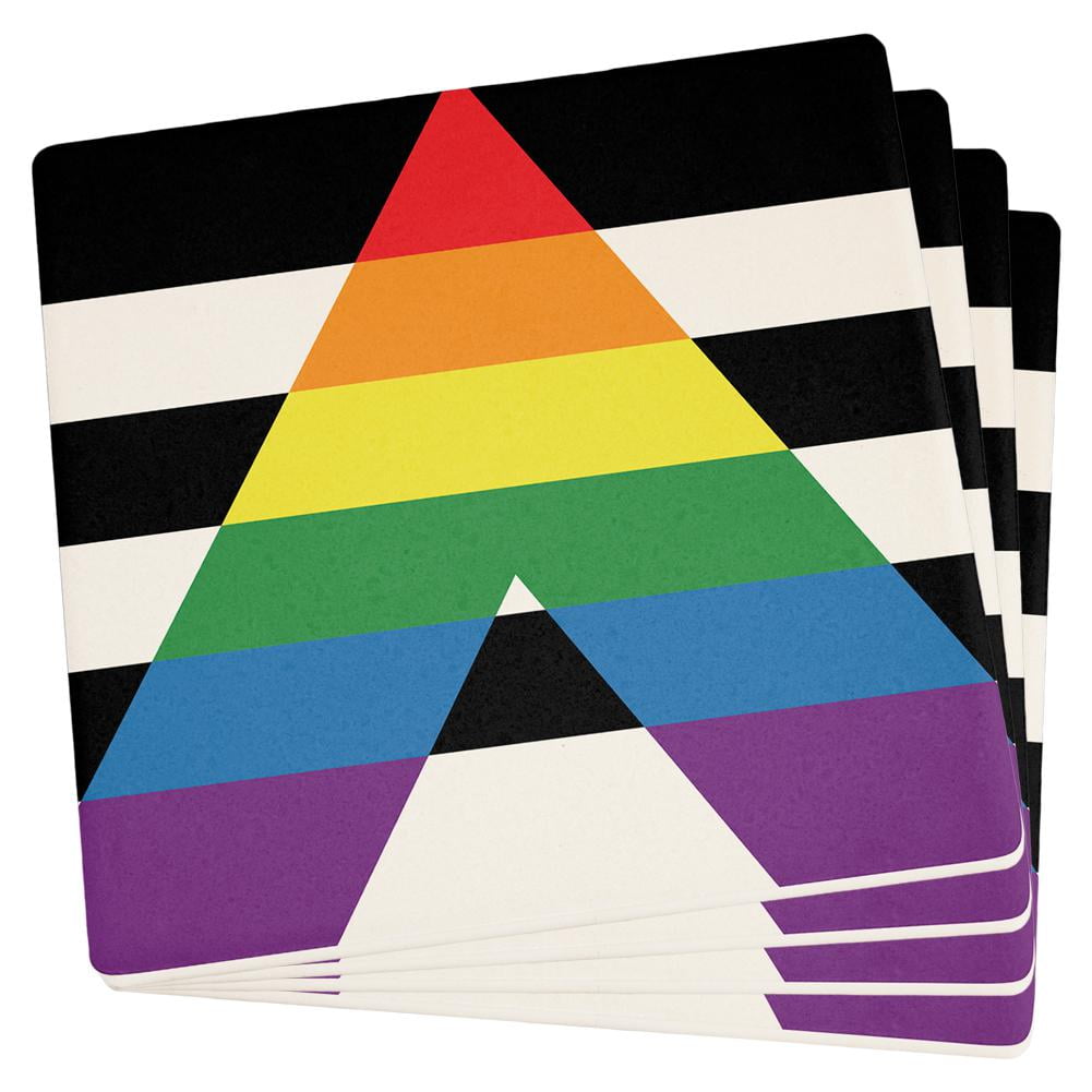 LGBT Straight Ally Pride Flag Set of 4 Square Sandstone Coasters ...