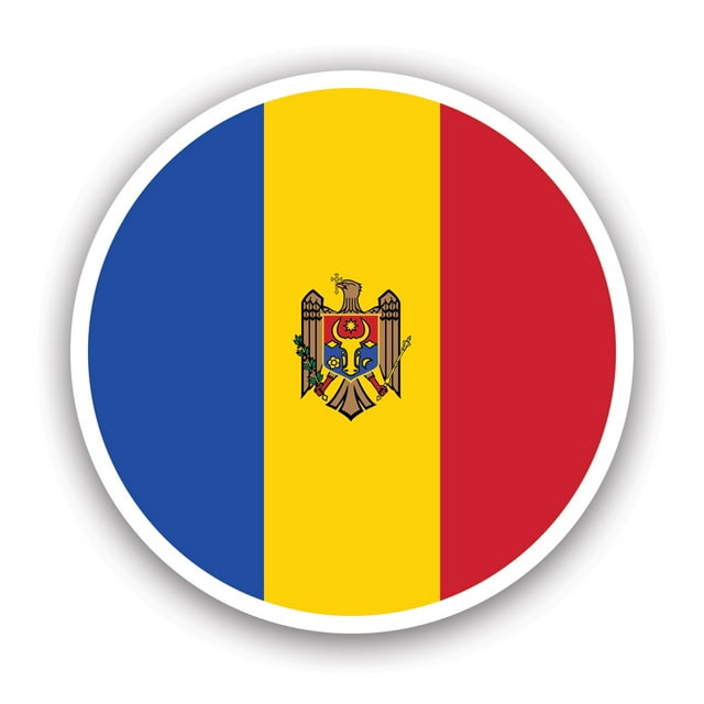 Round Moldovan Flag Sticker Decal - Self Adhesive Vinyl - Weatherproof ...