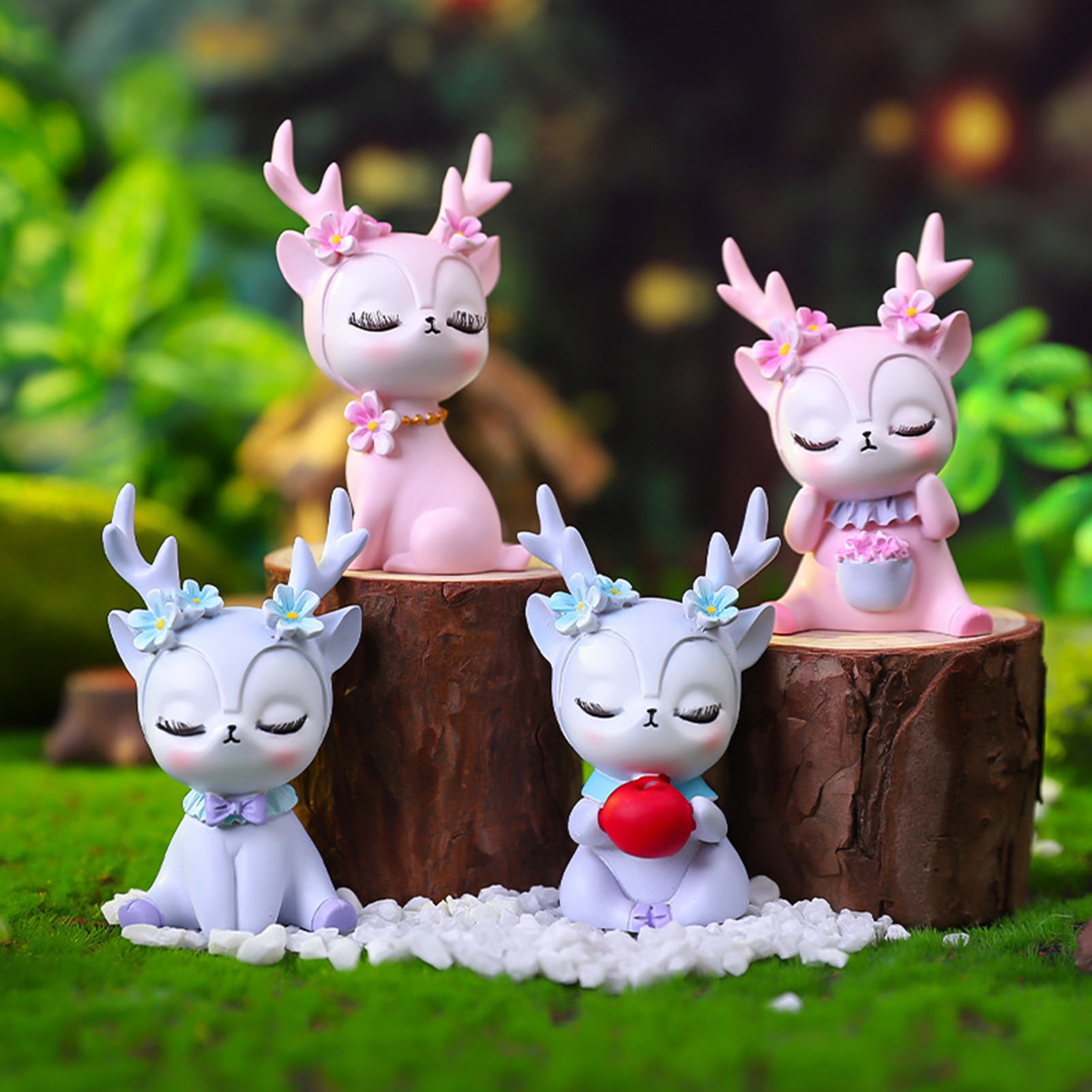 UDIYO Cute Pink Piggy Toy, Mini Resin Pig Figurines, Miniature Moss ...