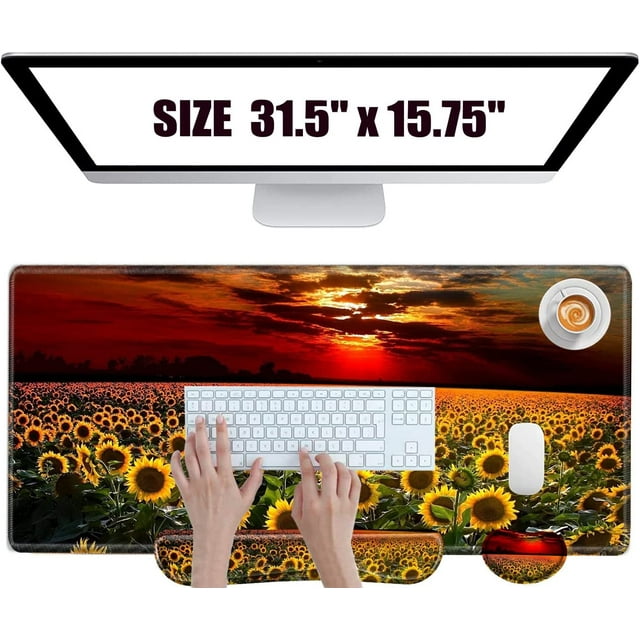 Keyboard Wrist Rest and Desk Mats On Top of Desks- Sunflower Desk Pad ...