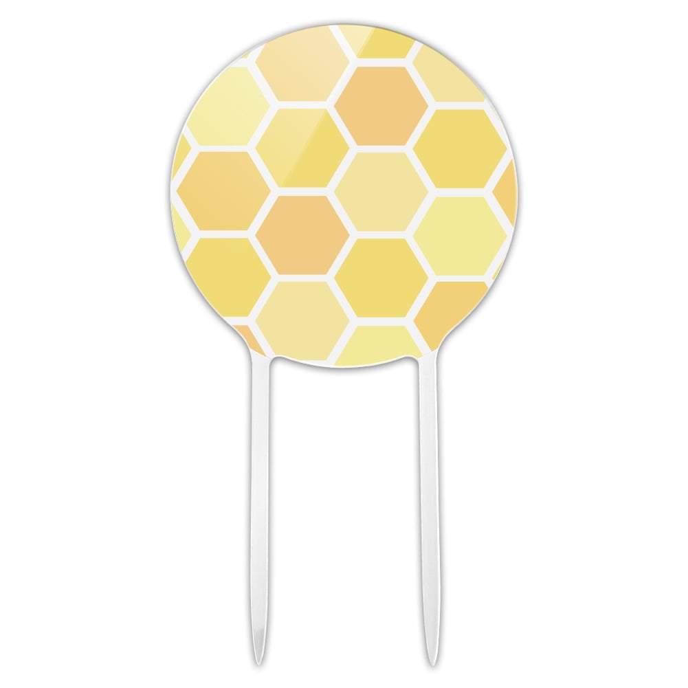 Acrylic Yellow Honeycomb Pattern Cake Topper Party Decoration for ...