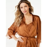 Sofia Intimates Women's Satin Lace Robe - Walmart.com