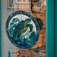 Acrylic Round Hanging Ornament 8 Inch Sea Turtle Stained Glass Style 1 ...