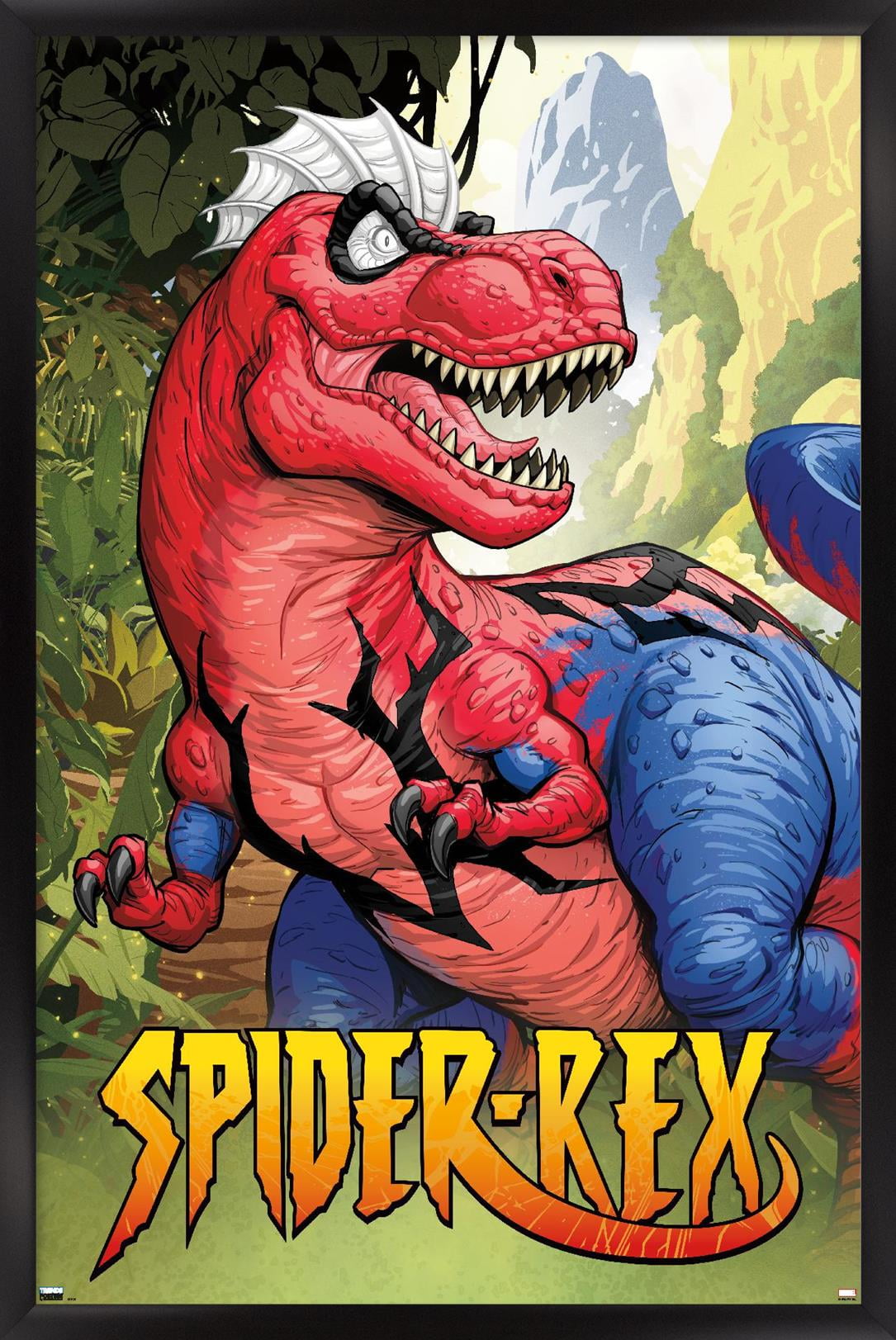 Marvel Spider-Rex - Portrait Wall Poster, 14.725" x 22.375" Framed ...
