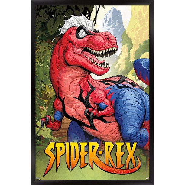 Marvel Spider-Rex - Portrait Wall Poster, 14.725" x 22.375" Framed ...