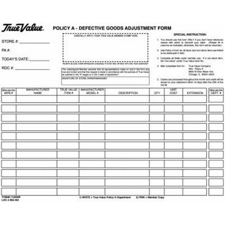 Source 4 TVM48 100 Pack Defective Goods Policy A Adustment Form ...