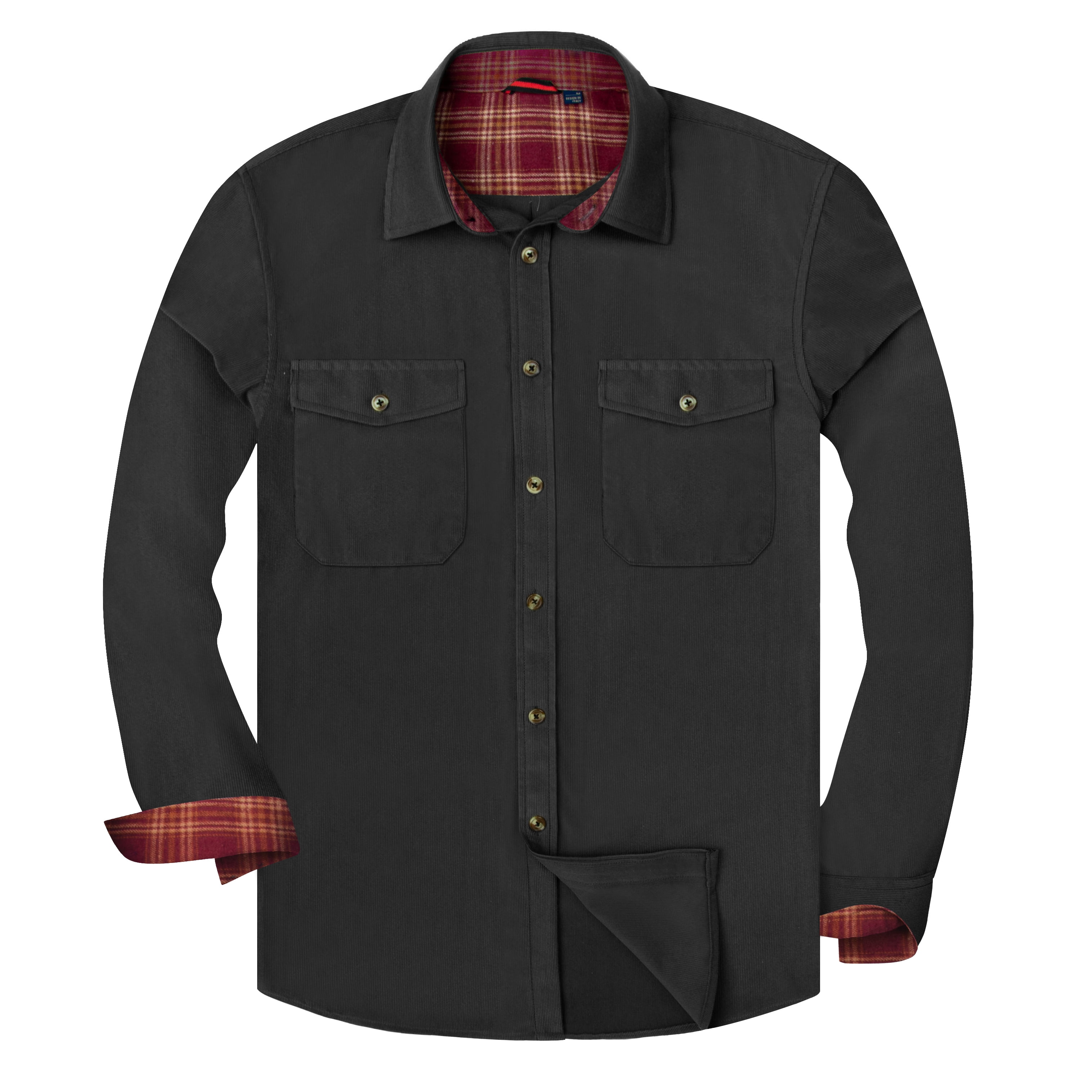 Alimens & Gentle Flannel Collar Long Sleeve Casual Bottom Down Corduroy ...