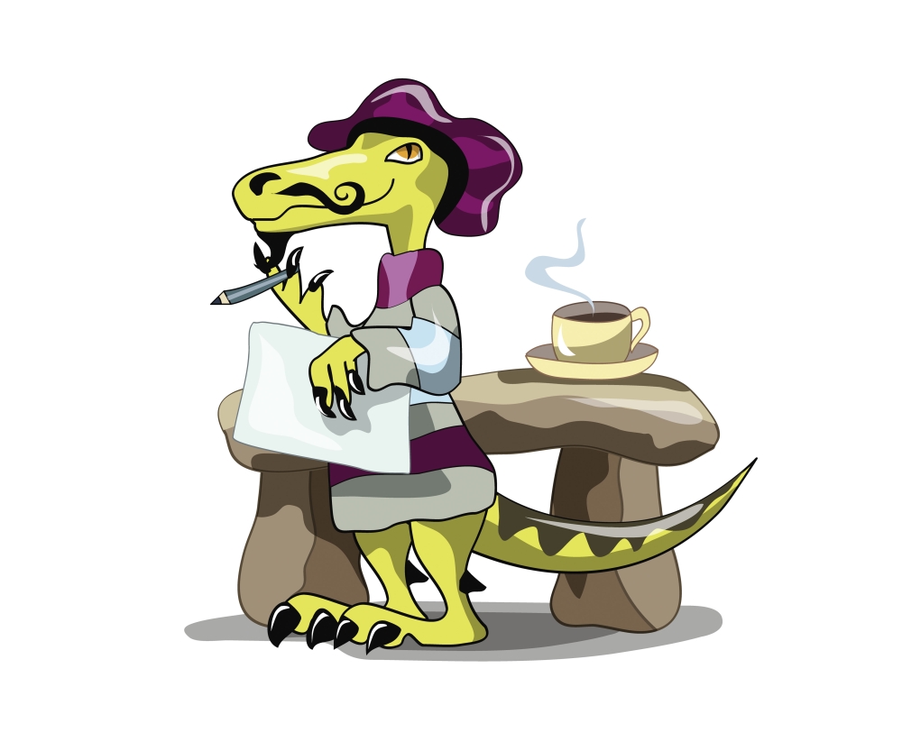 Illustration of a raptor poet thinking Poster Print (15 x 13) - Walmart.com