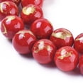 10 Strand Natural Mashan Jade Beads Strands Round with Gold Shimmer Red ...