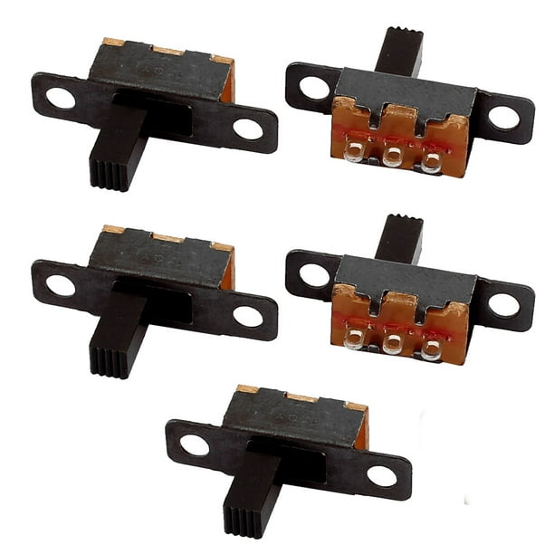 5Pcs 2 Position 3P SPDT Panel Mount Micro Slide Switch Latching Toggle ...