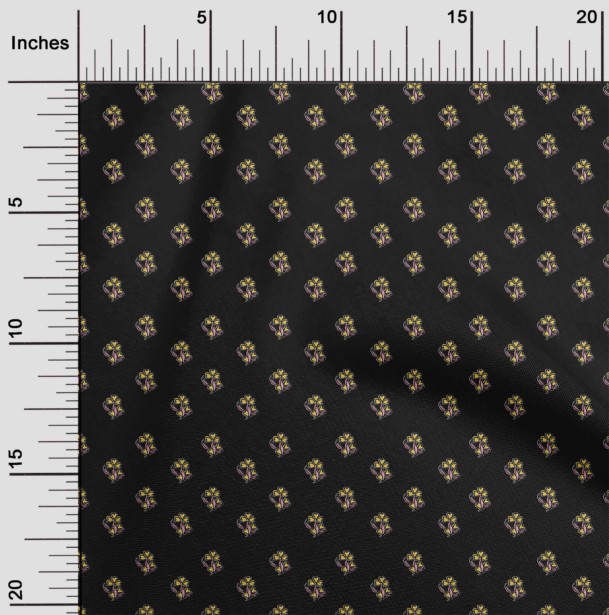 oneOone Organic Cotton Poplin Twill Fabric Leaves & Floral Block Print ...