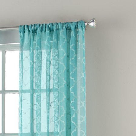 Nanshing Jess Rod Pocket Embroidered Curtain Valance, Turquoise, 54 x ...