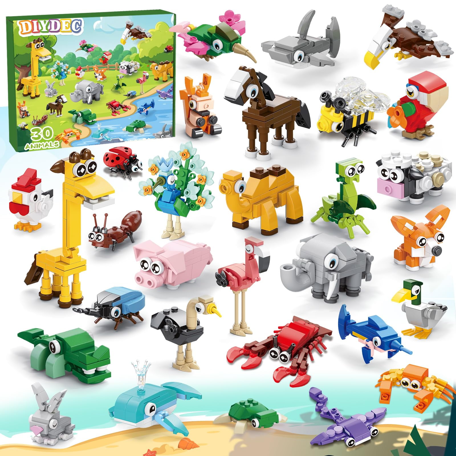 Building Blocks DIYDEC Animals, paquete de 30 unidades, para regalos de ...