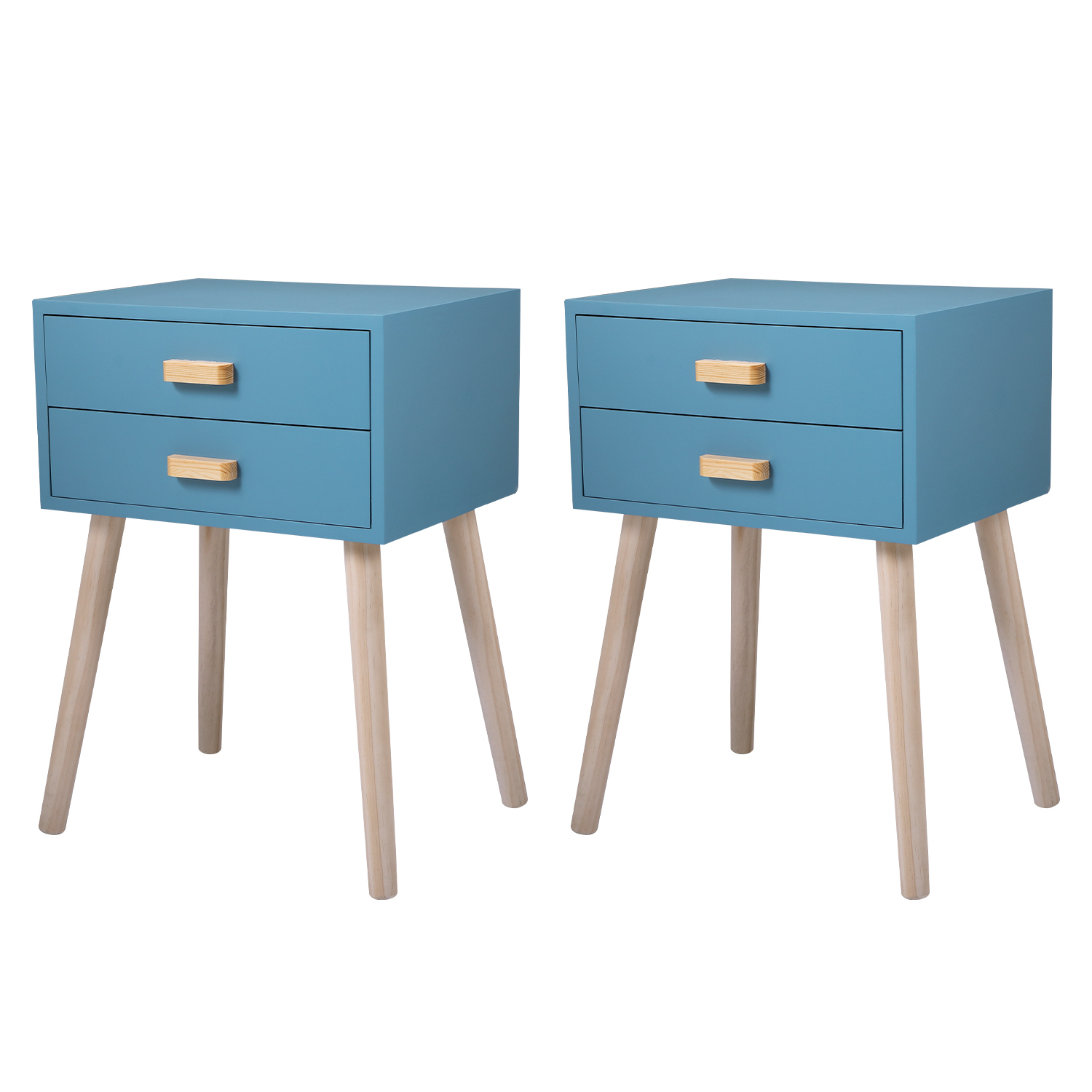 Jaxpety Mid Century Modern Nightstand Set Of 2 2 Drawers Wood Bedside 