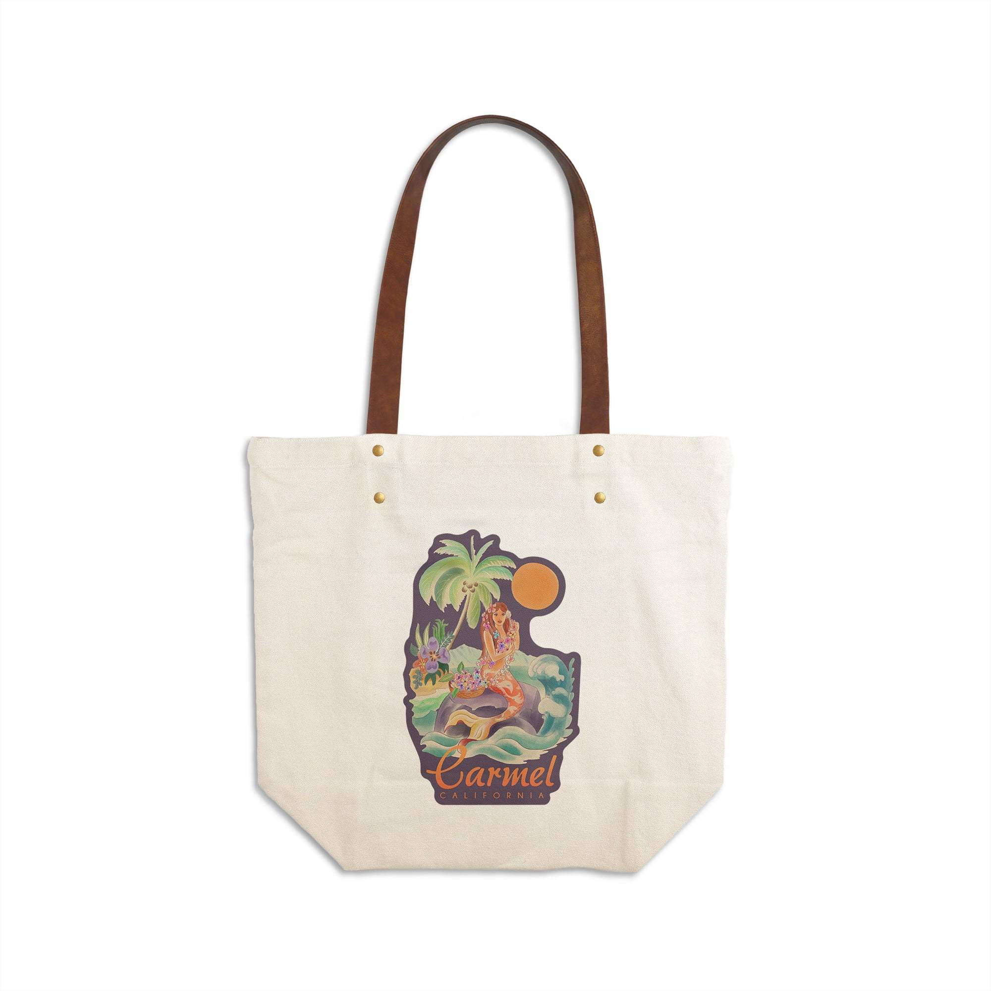 Carmel, California, Tropical Mermaid, Contour (Canvas Deluxe Tote Bag ...