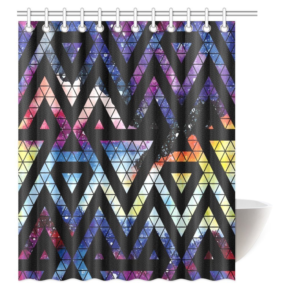 MYPOP Geometric Decor Shower Curtain, Galaxy Triangles and Geometric ...