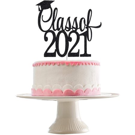 Graduation Cake Topper 2021- Black Glitter Class Of 2021 Cake Topper ...