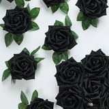 Efavormart 24Pcs Artificial Flowers Real Touch Black Foam Roses Wired ...