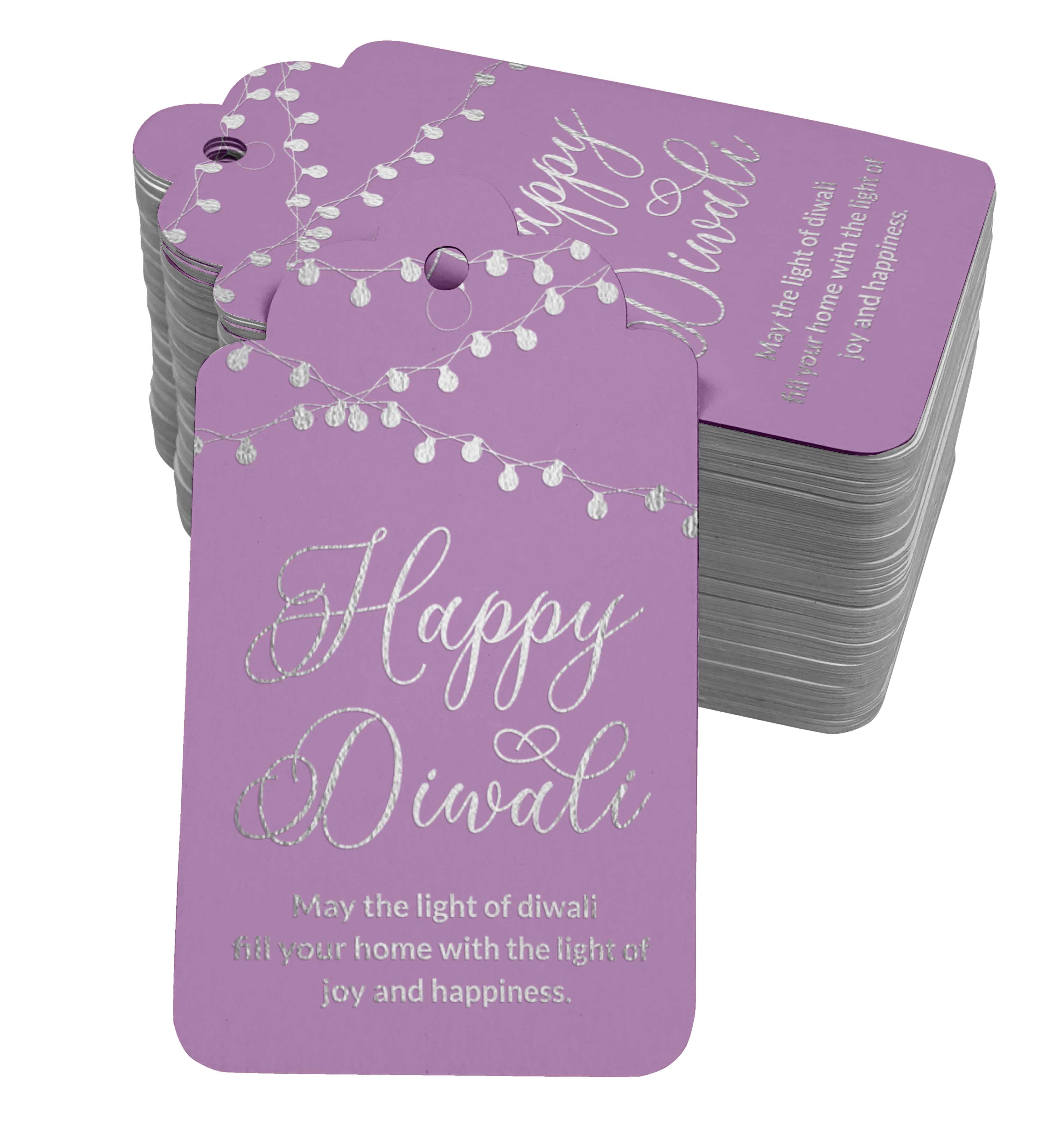 Inkdotpot 100 Pack Happy Diwali Favor Paper Tags Craft Real Silver Foil ...