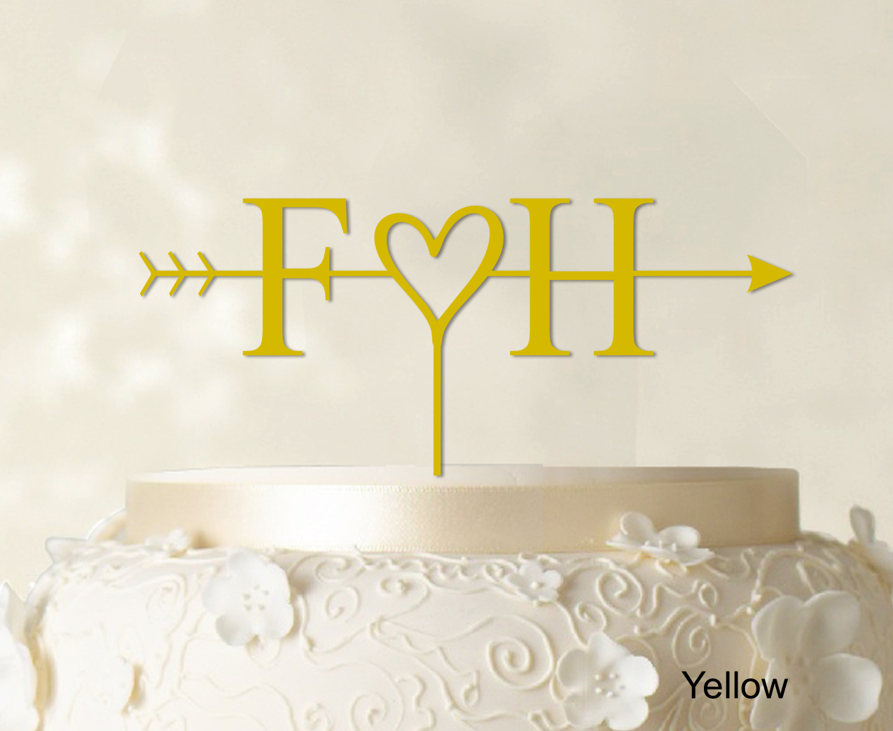 "Initial Name Cake Topper Personalized Yellow Cake Topper Color Option ...