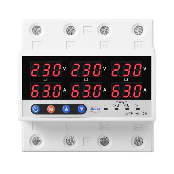 Voltímetro trifásico de carril Din, amperímetro AC220V 63A, Protector ...