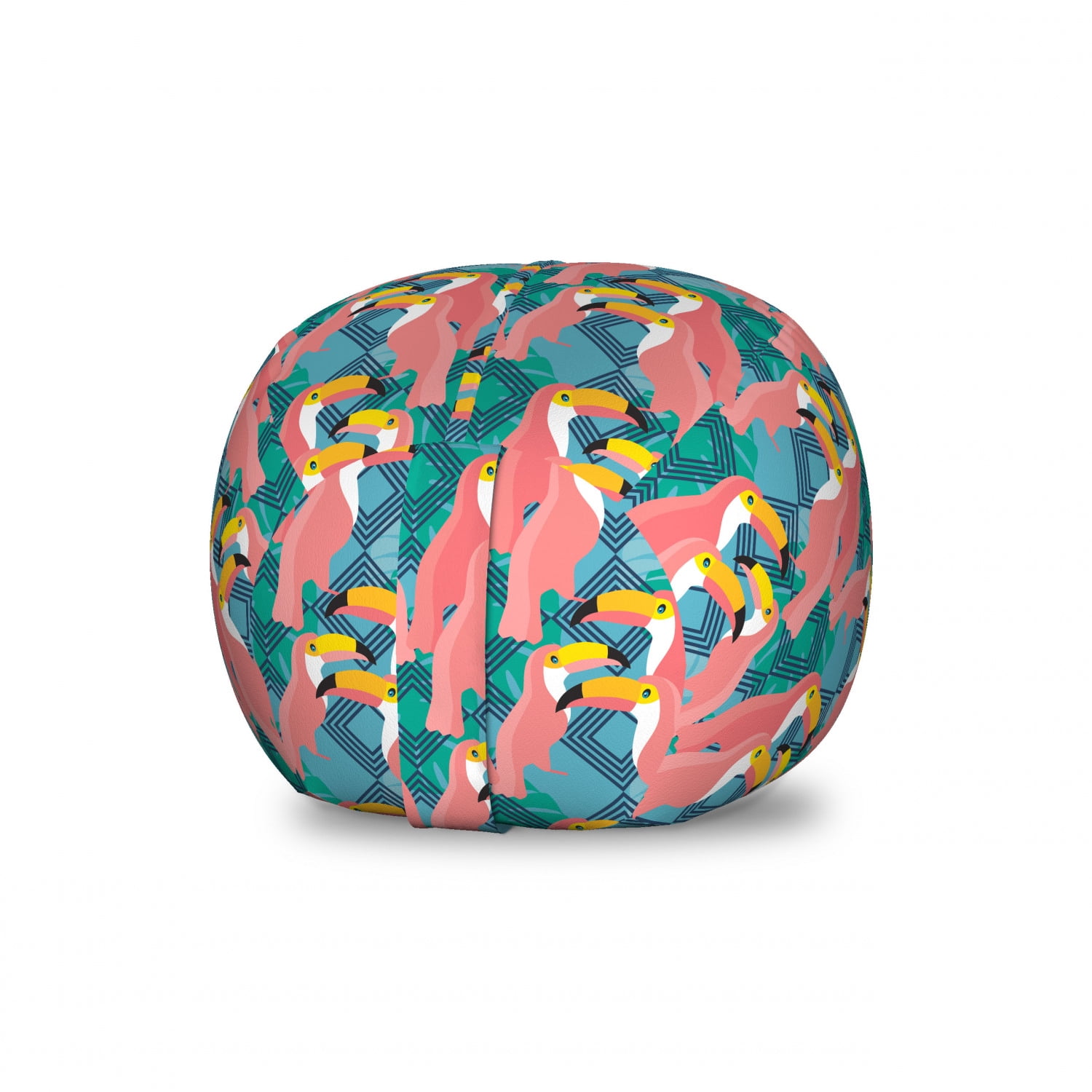 Toucan Storage Toy Bag Chair, Hawaiian Exotic Birds on Geometric ...