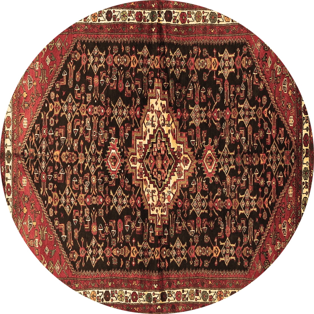 Ahgly Company Indoor Round Persian Brown Traditional Area Rugs, 8 ...