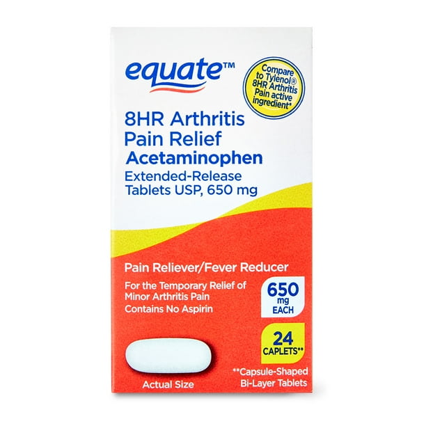 Equate 8HR Pain Relief Acetaminophen, Extended Release Tablets, 650 mg ...