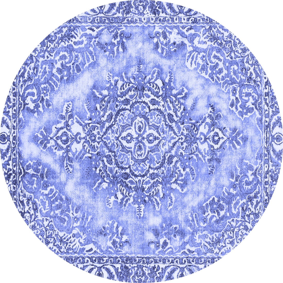 Ahgly Company Indoor Round Abstract Blue Modern Area Rugs, 5' Round ...