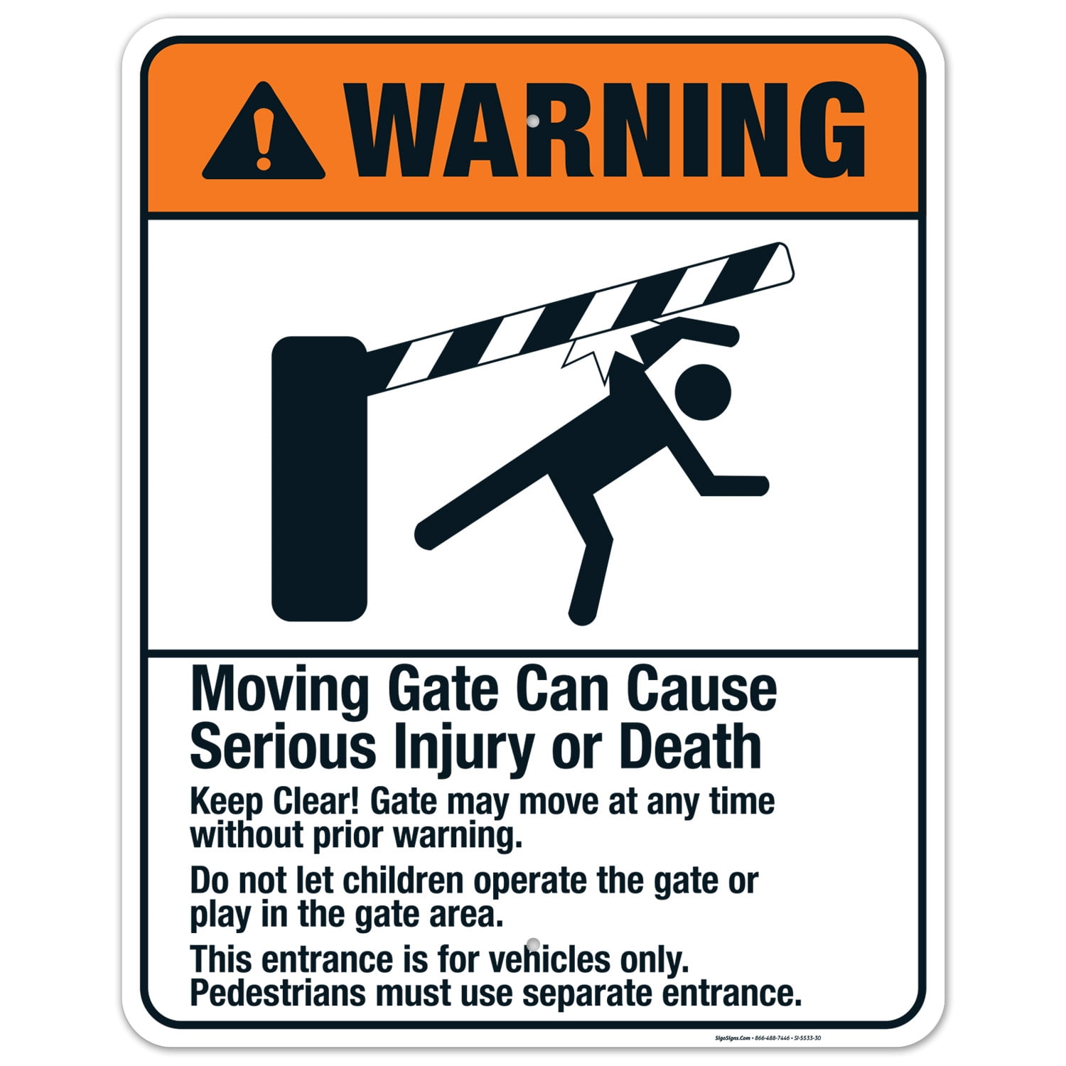 Moving Gate Can Cause Serious Injury Or Death Keep Clear Sign, ANSI ...