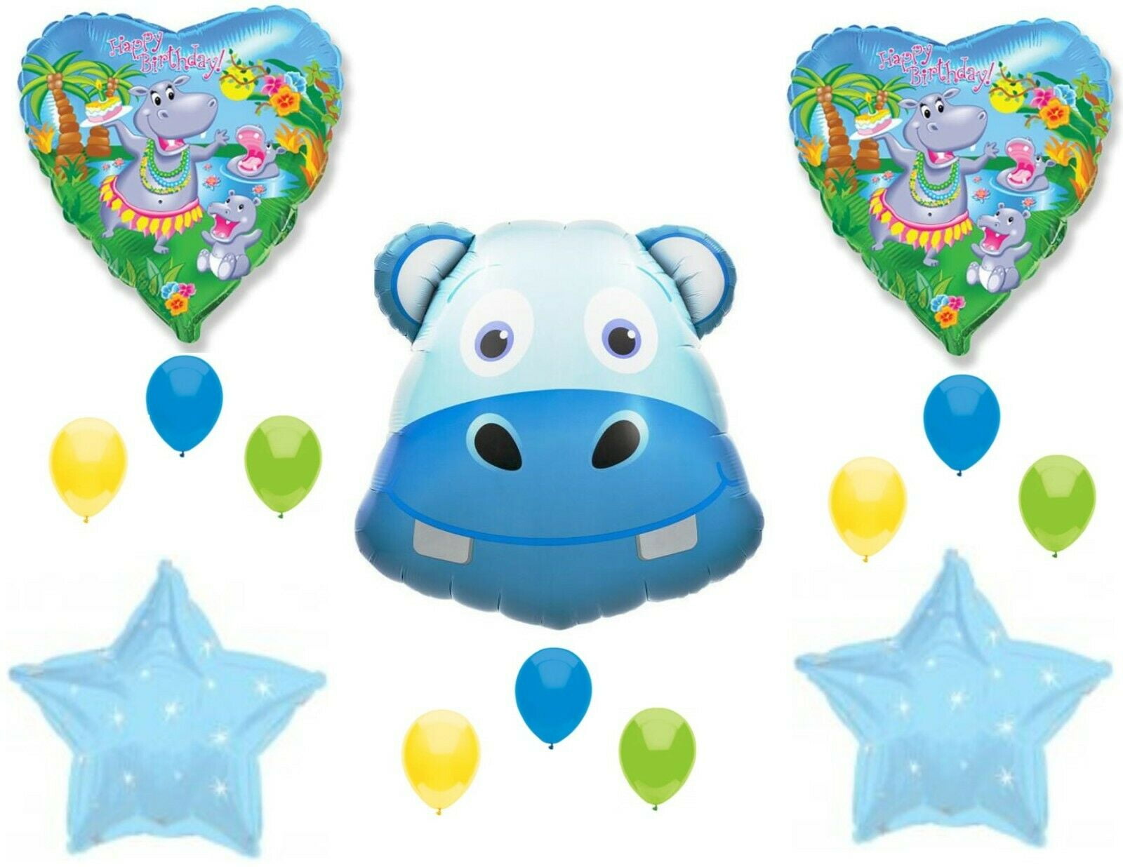 Dancing Hippo Birthday Party Balloons, Animal-Themed Decorations ...
