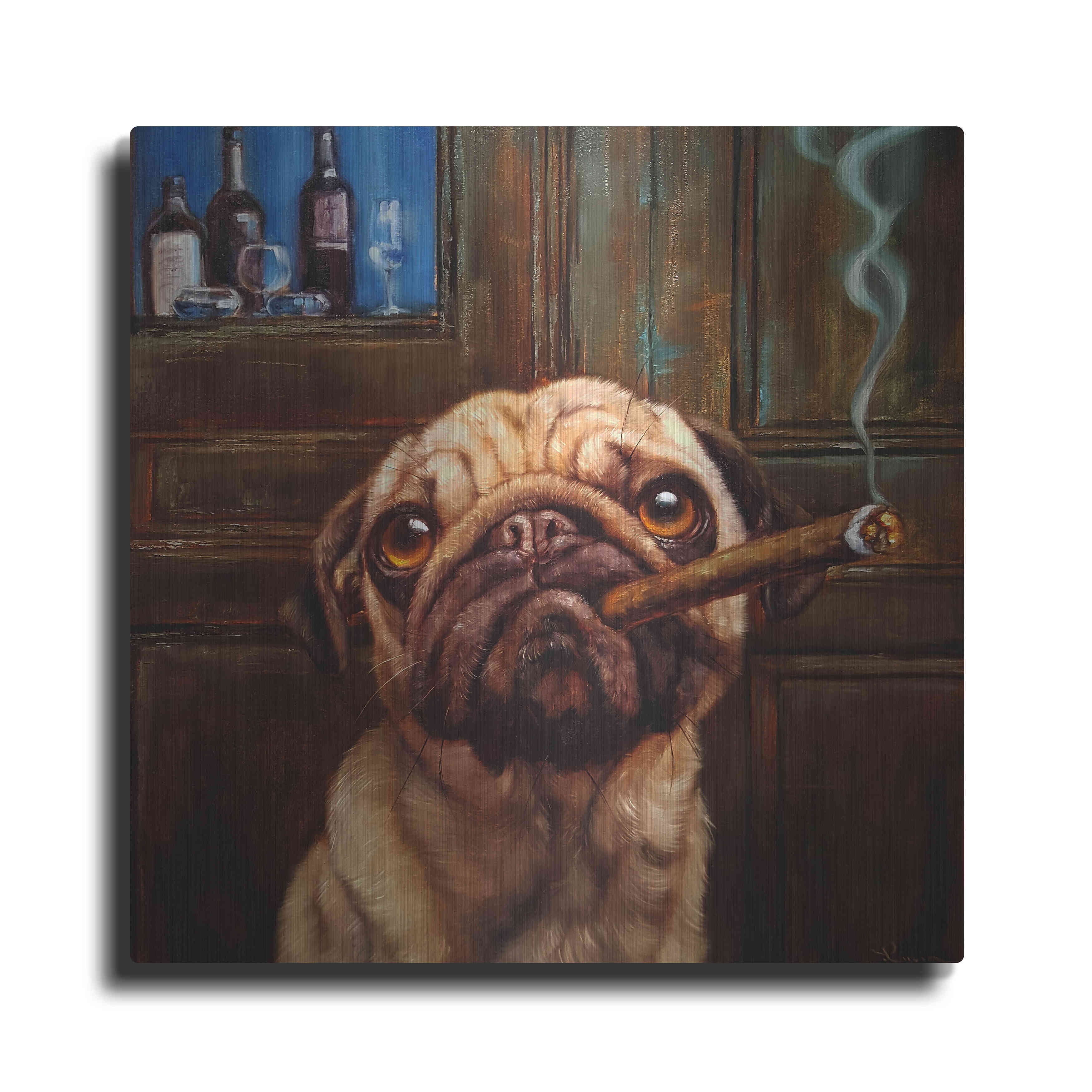 Luxe Metal Art 'Uptown Pug' by Lucia Heffernan, Metal Wall Art, 12"x12 ...