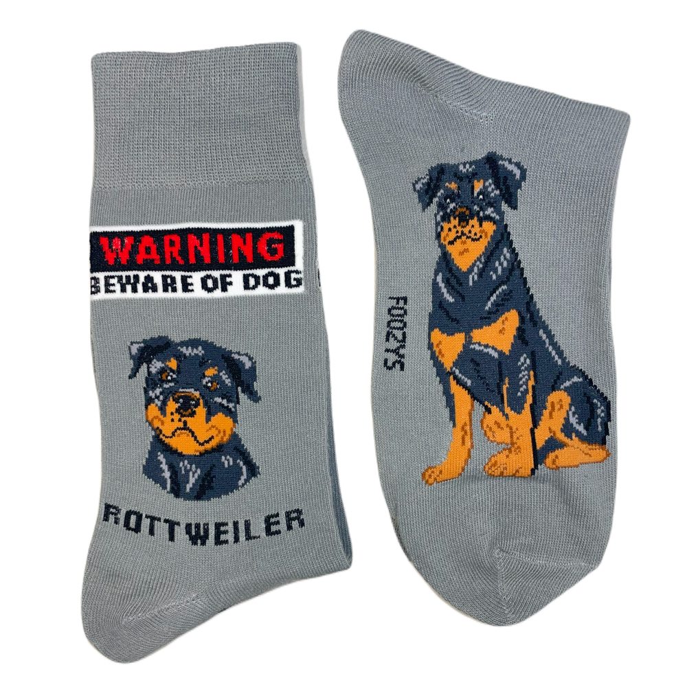 Men's Beware of Dog Rottweiler Crew Socks - Walmart.com