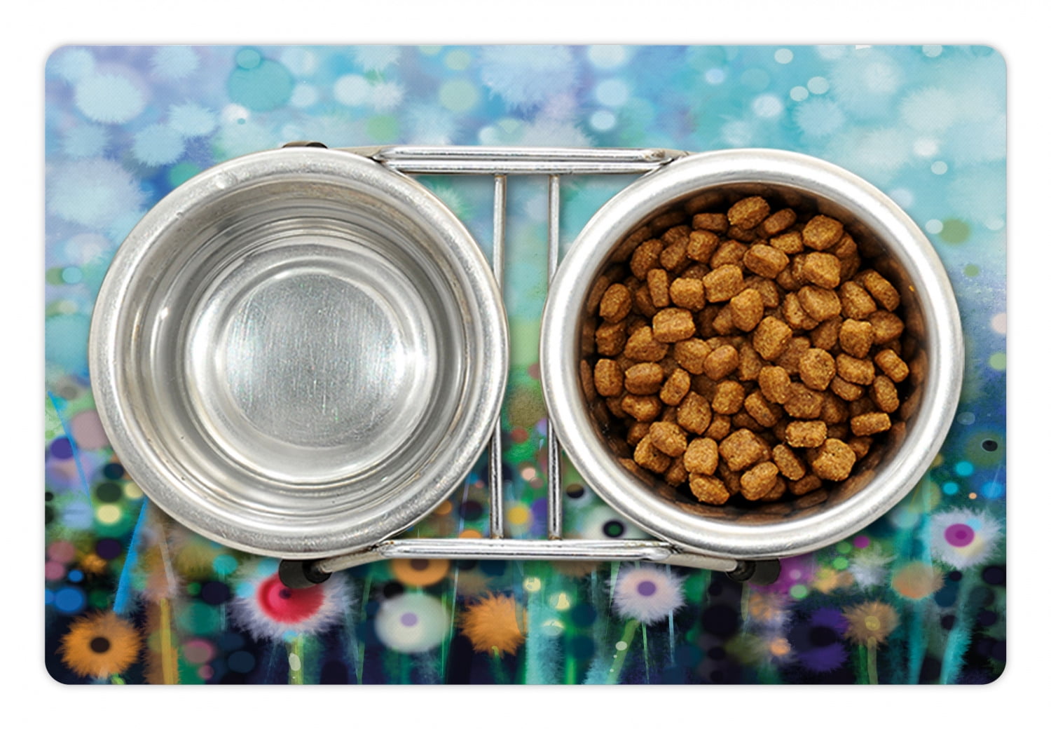 Flower Pet Mat for Food and Water, Dandelion Seeds in Air Splashes ...