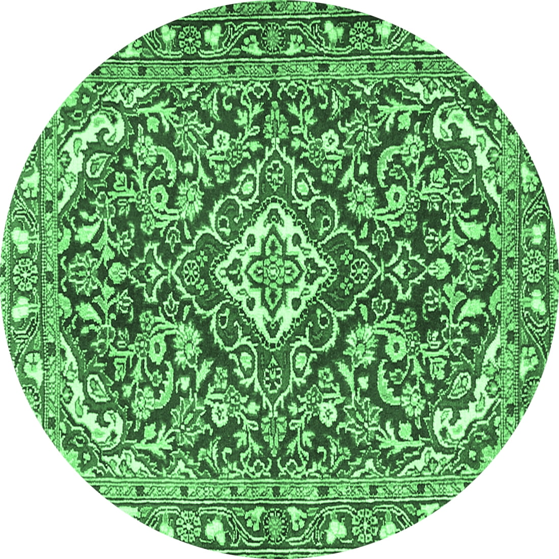 Ahgly Company Indoor Round Medallion Emerald Green Traditional Area ...