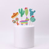 42PCS Summer Theme Cake Toppers Cactus Cake Ornaments Creative Party ...