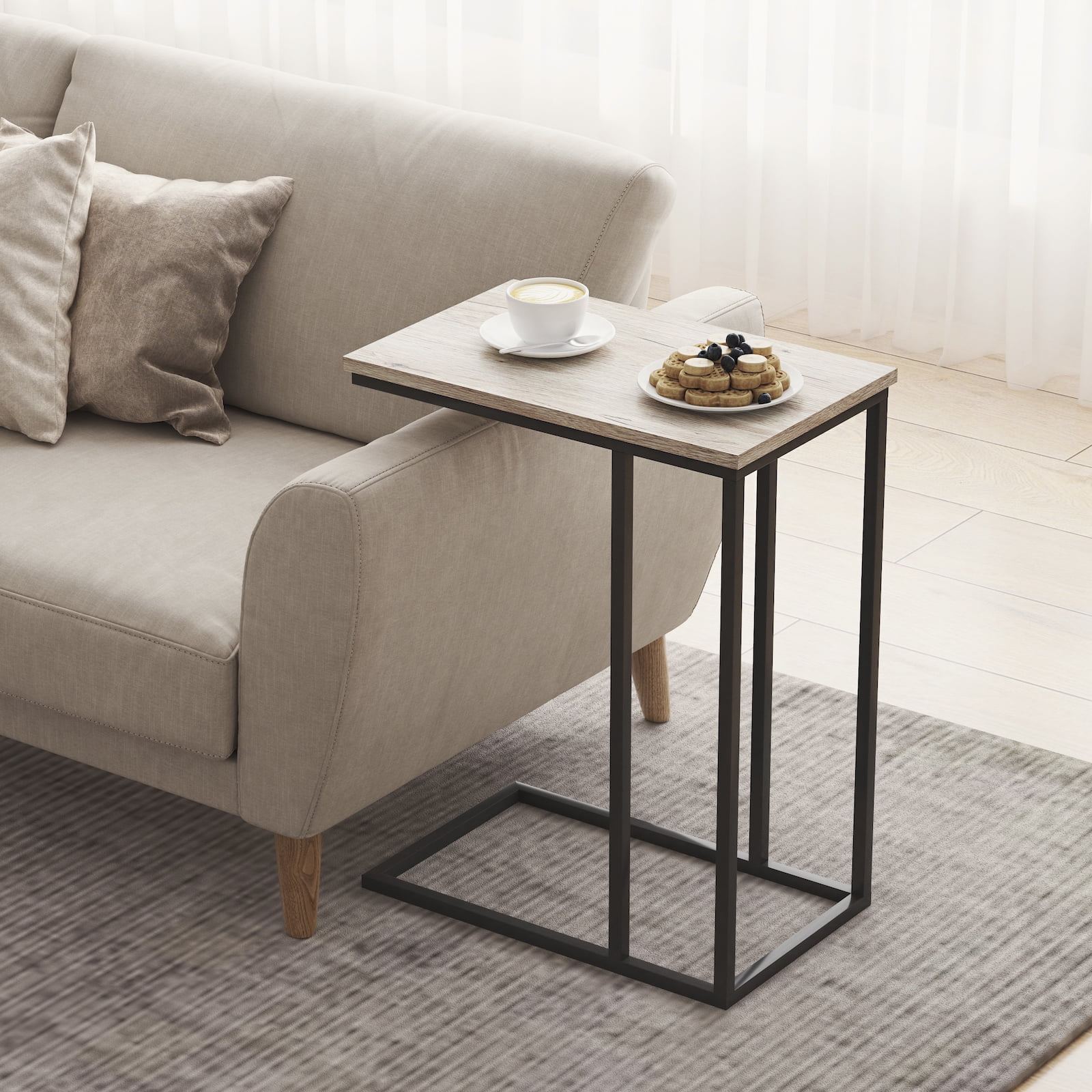 24 Inch C-type Side Table, End Table, Burlywood - Walmart.com