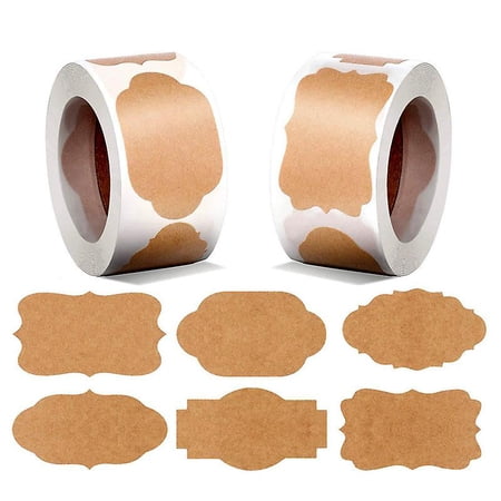 Kraft Paper Label Stickers, 600 Pieces Self-Adhesive Labels, Office And ...